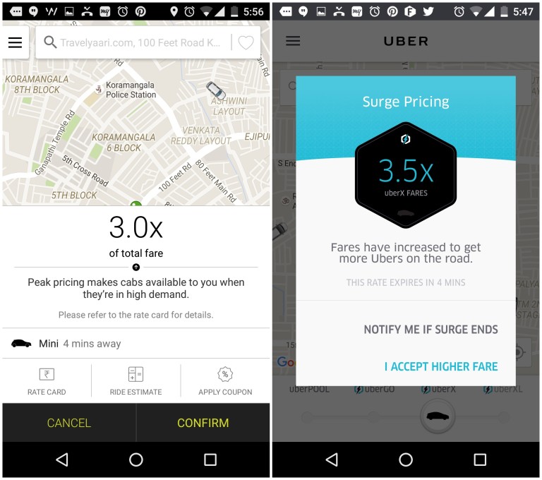 Uber, Ola Continue With Surge Pricing In Spite Of Govt. Order