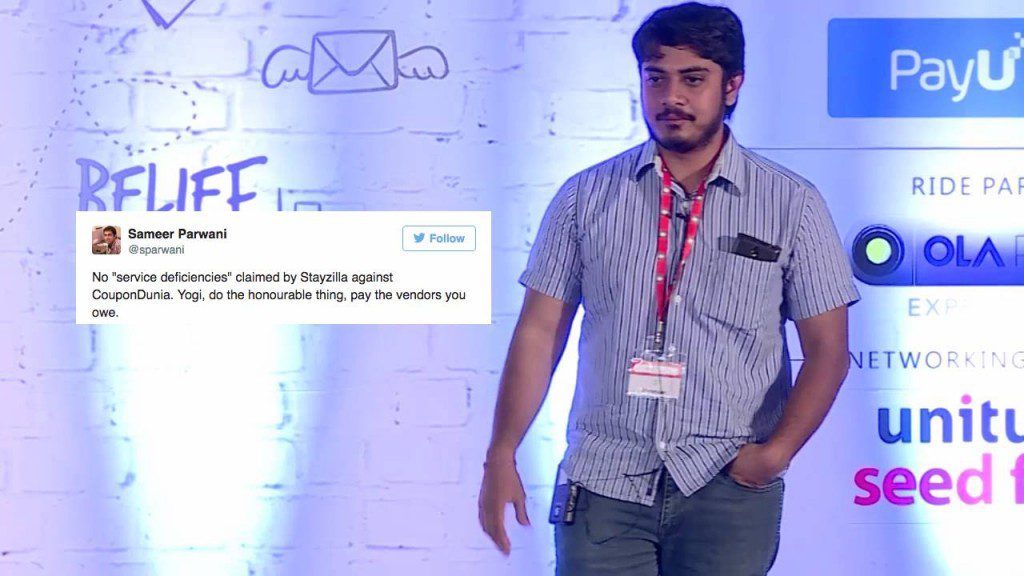 Now CouponDunia Says It's Not Been Paid By Stayzilla, Founder Yogendra ...