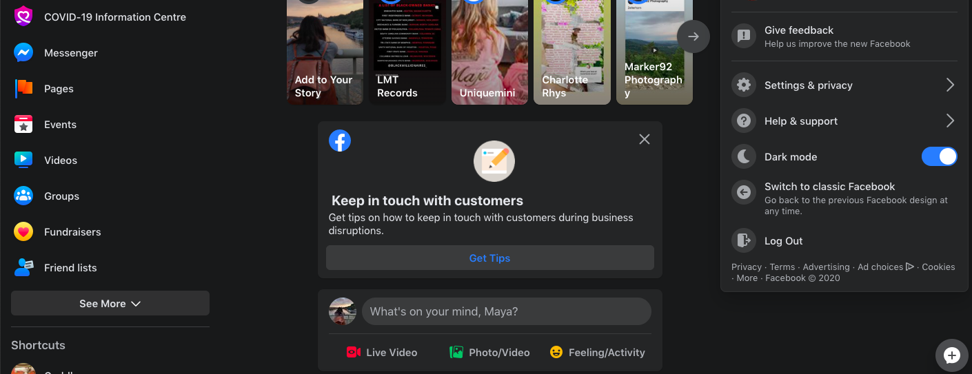 Facebook Rolls Out New Layout With A Dark Mode Option, Bigger Icons ...